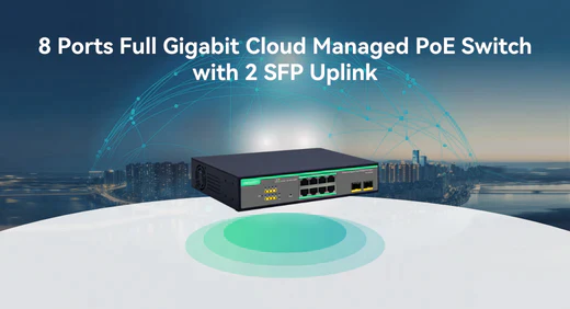 Industrial 8 Ports Full Gigabit Cloud Managed PoE Switch | Linovision Global Store