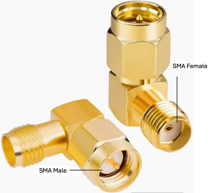 Antenna adapter, 90 degree right angle, SMA male | Linovision Global Store