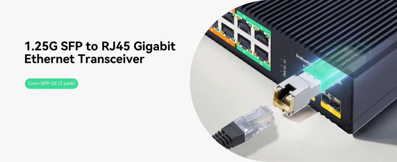1.25G SFP to RJ45 Copper Gigabit Ethernet Transceiver, Up to 328ft ...