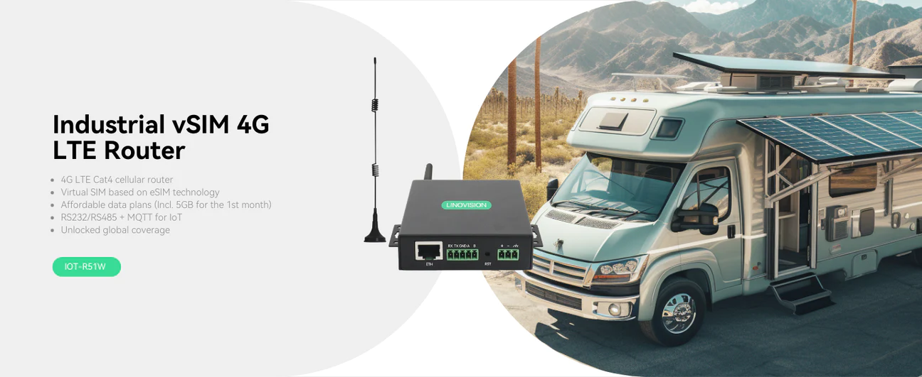 Industrial 4G LTE Router with Virtual SIM, eSIM Router Supports RS232 ...