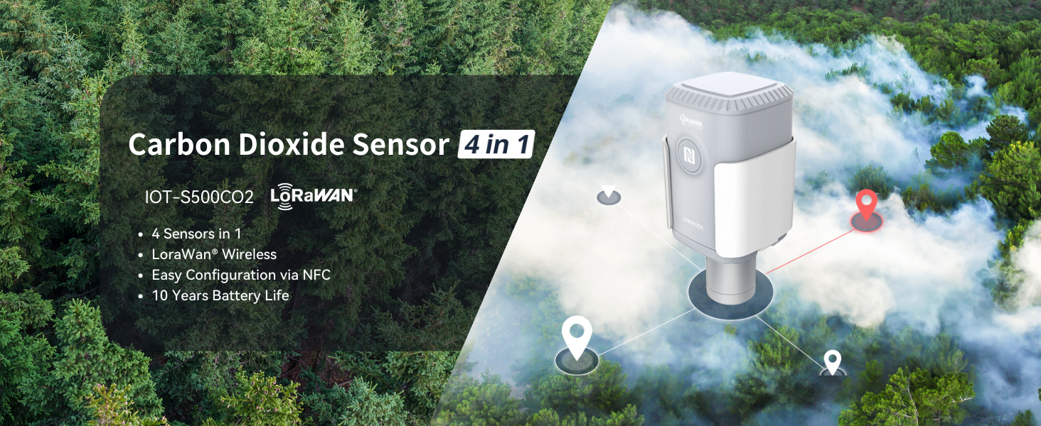 LoRaWAN Wireless CO2 Sensor for Measuring Gaseous Carbon Dioxide (CO2 ...