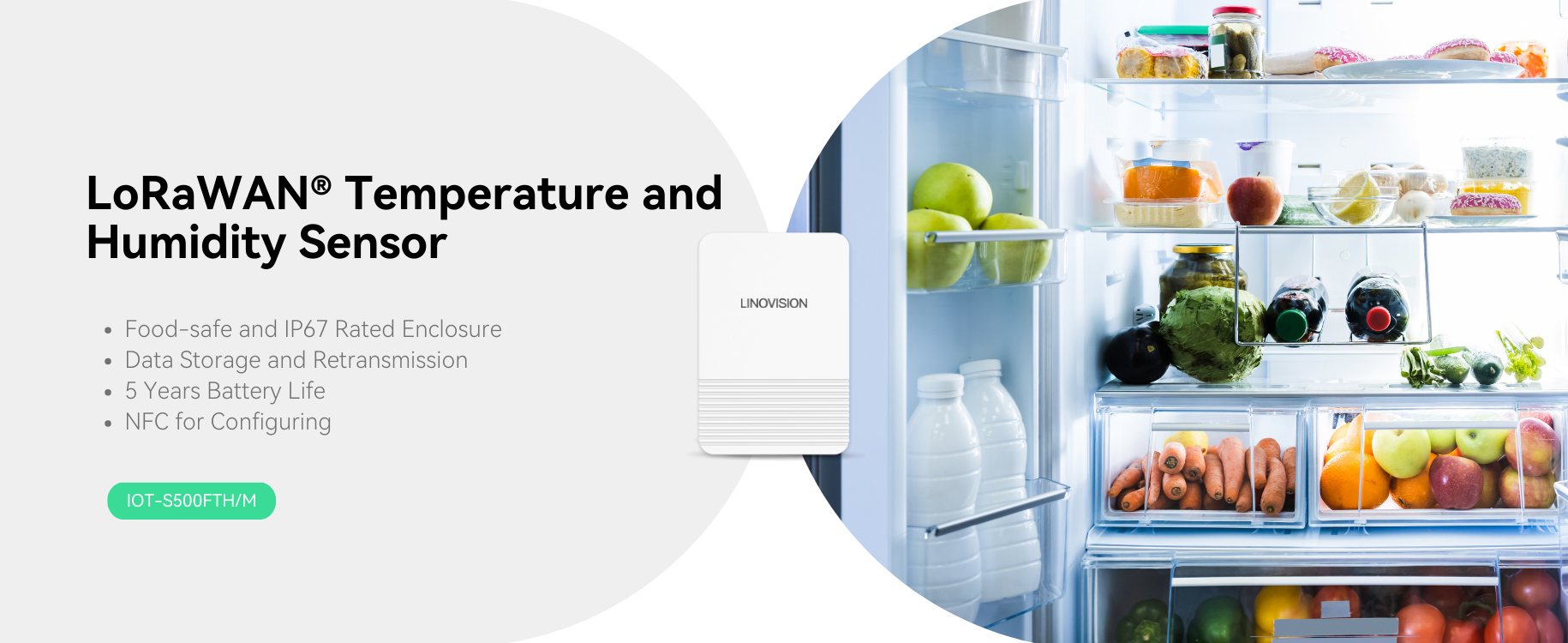 LoRaWAN Wireless Magnetic Temperature & Humidity Sensor with Food-safe ...