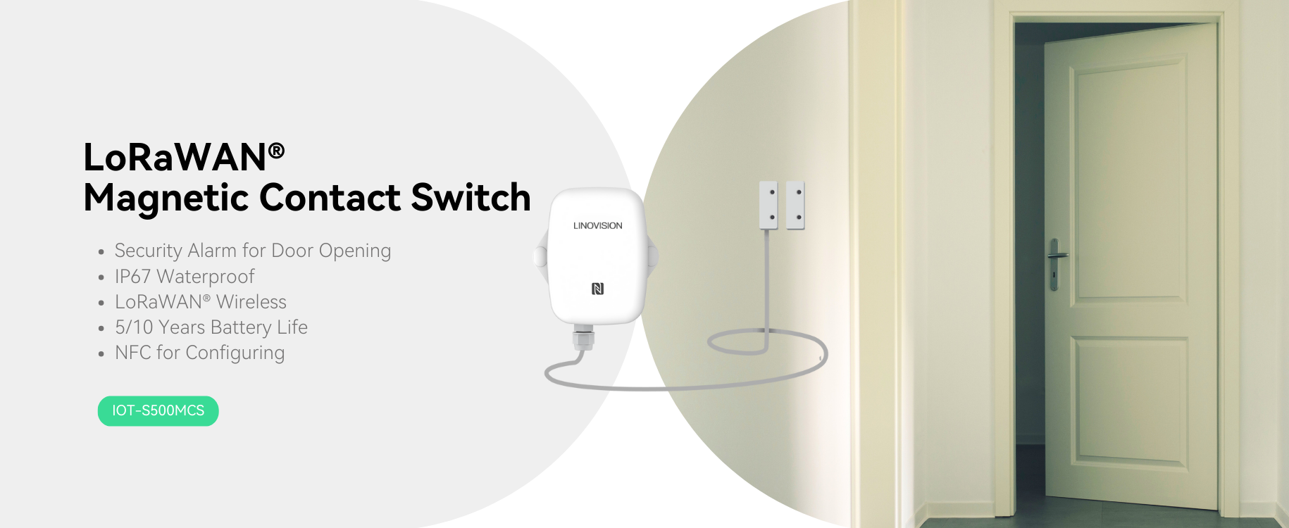 LoRaWAN Wireless Magnetic Door Contact Sensor with Temperature & Humid ...