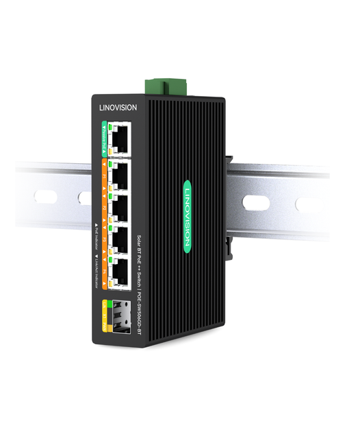 5 Ports Solar DC12V BT PoE++ Switch Support DC 9-54V Input | Linovision ...