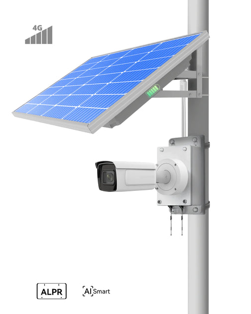 (GO SOLO LPR)Commercial Solar Power Camera KIT with License Plate Reco ...