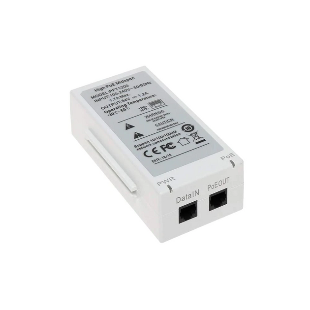 60W 千兆超级 POE 注入器 PFT1200 单端口 Hi-POE 中跨 802.3at/af，10/100/1000Mbps ...